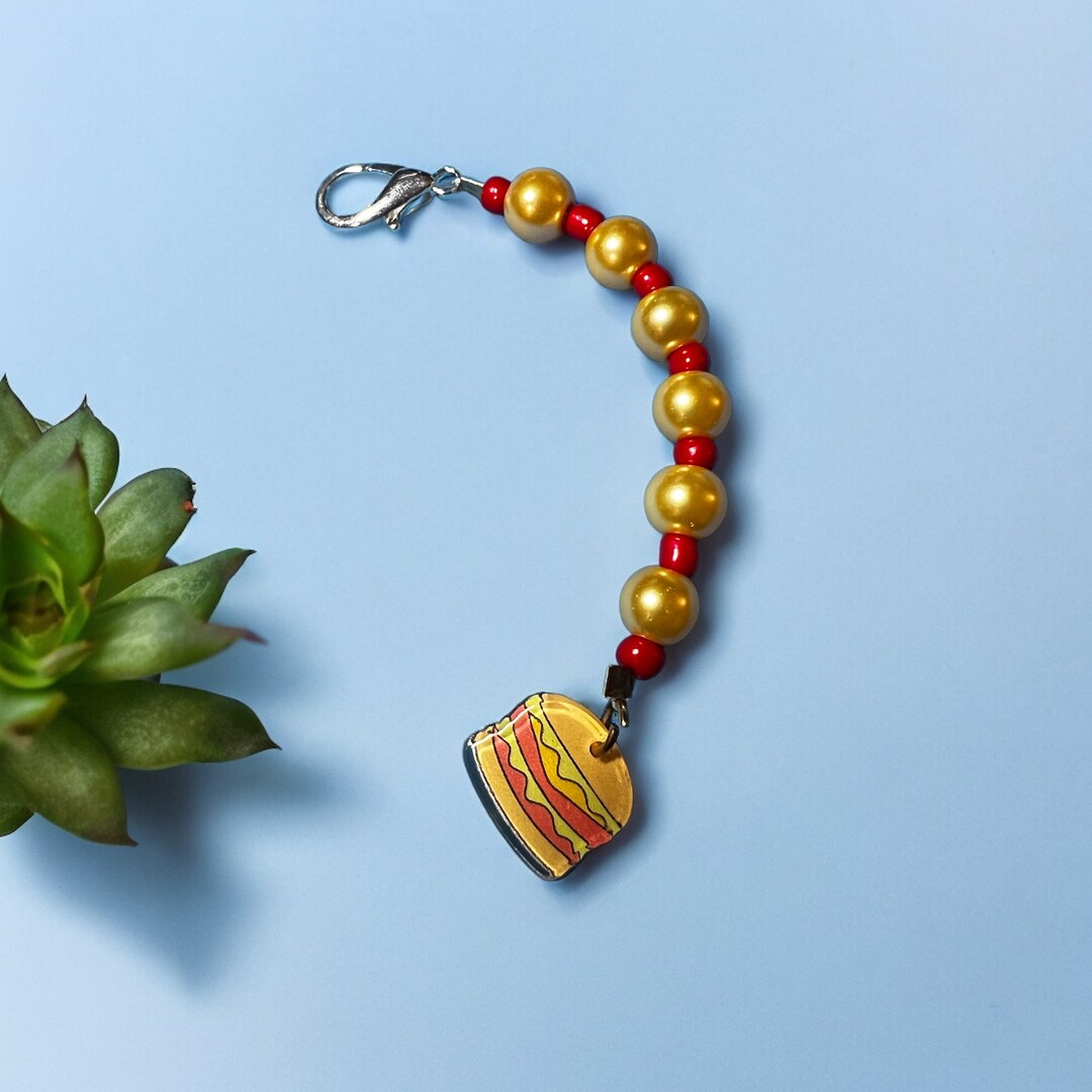 Yellow and Red Cheeseburger Scissor Fob, Keychain, Purse Charm, Zipper ...