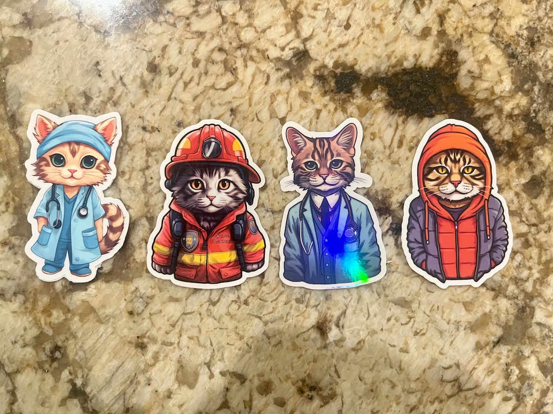 4 Cat Sticker Pack Custom Cat Stickers Vinyl Cat Decal - Etsy