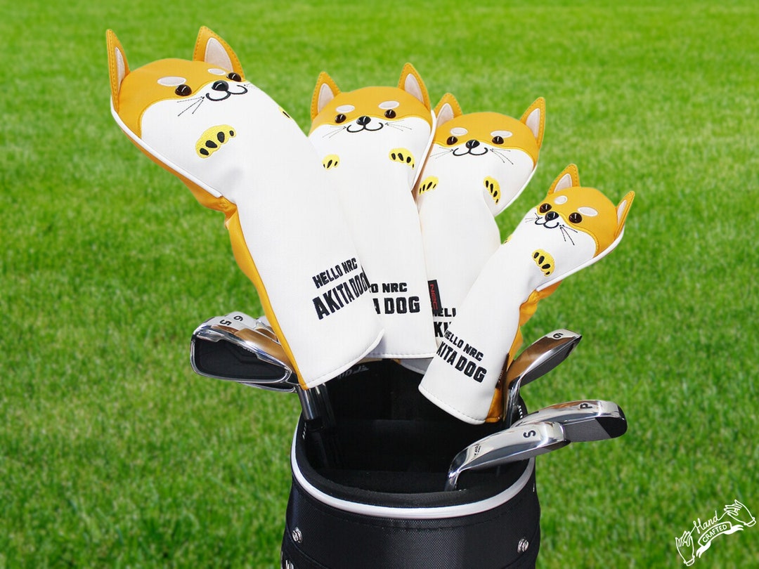 Cute Akita Dog Golf Headcover- Golf Headcover Set, Driver, Fairway Wood ...