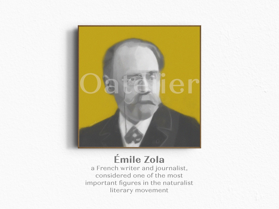 Emile Zola Portrait Drawing | Digital Art | B&W With Yellow Background ...