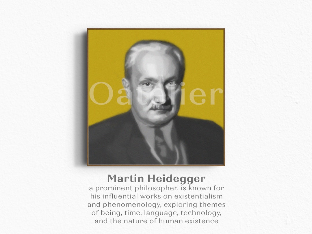 Martin Heidegger Portrait Drawing Digital Art B&W With Yellow ...