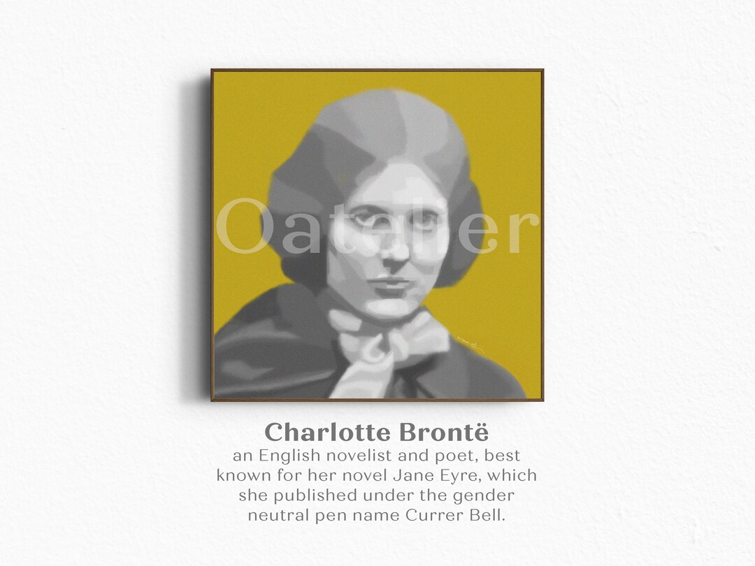 Charlotte Brontë Portrait Drawing Printable Art Black and White With ...
