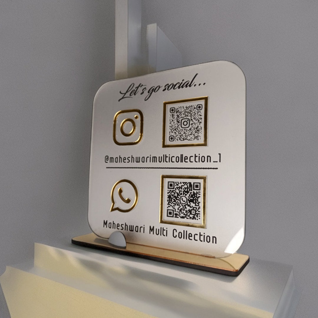 Customized Acrylic QR Code Stand, Social Media QR Code Stand, Review QR ...