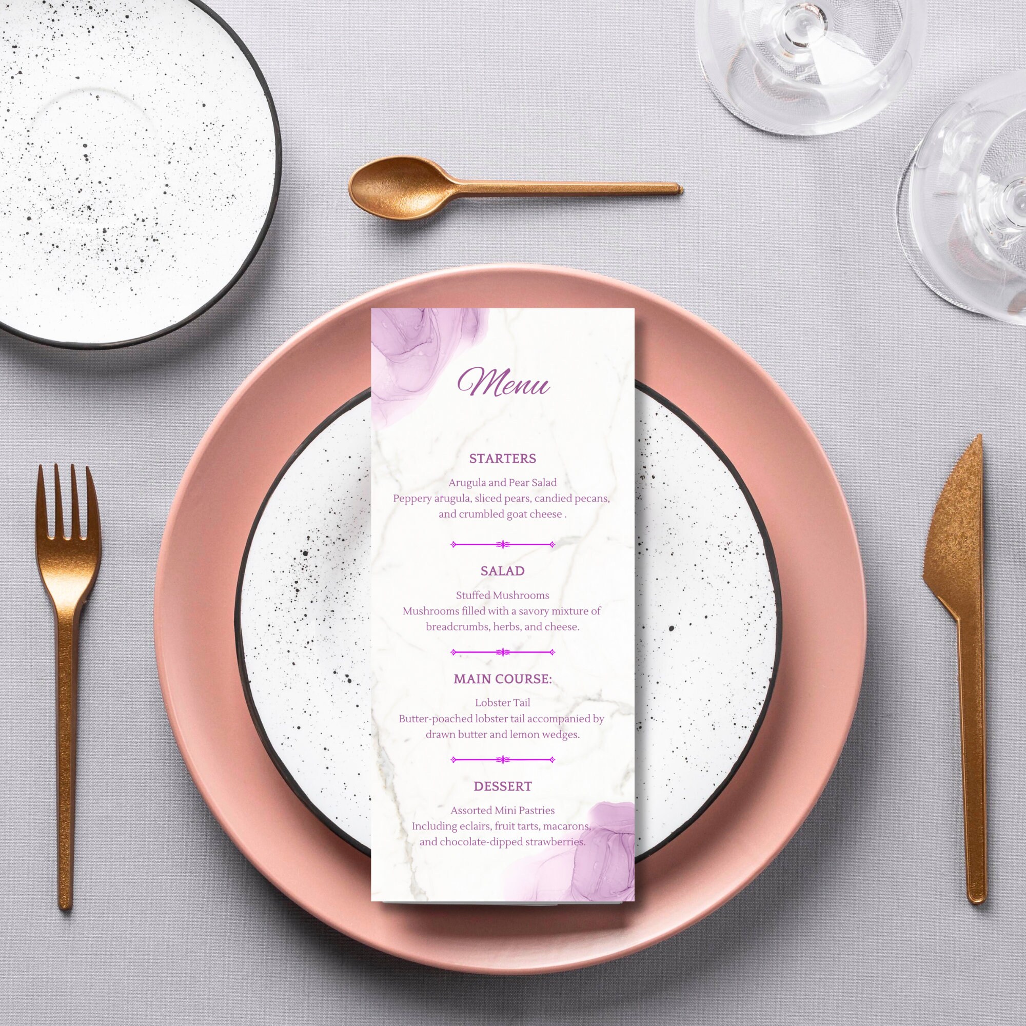 Wedding Menu Card Template | Wedding Table Menu | Minimalist Menu Card ...