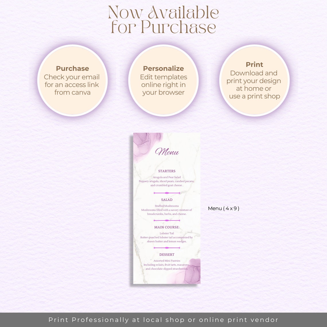 Wedding Menu Card Template Wedding Table Menu Minimalist Menu Card ...