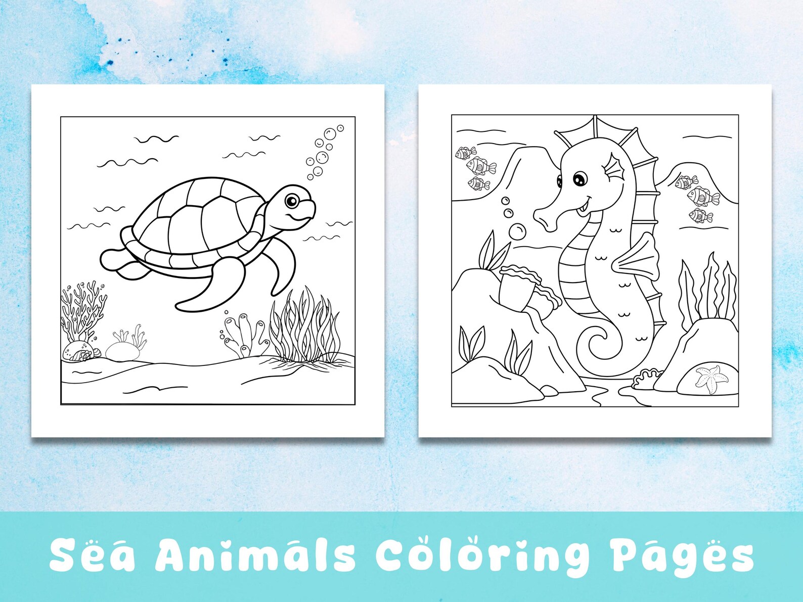 8 Sea Animals Coloring Pages for Kids | Animal Coloring Pages | Kids ...