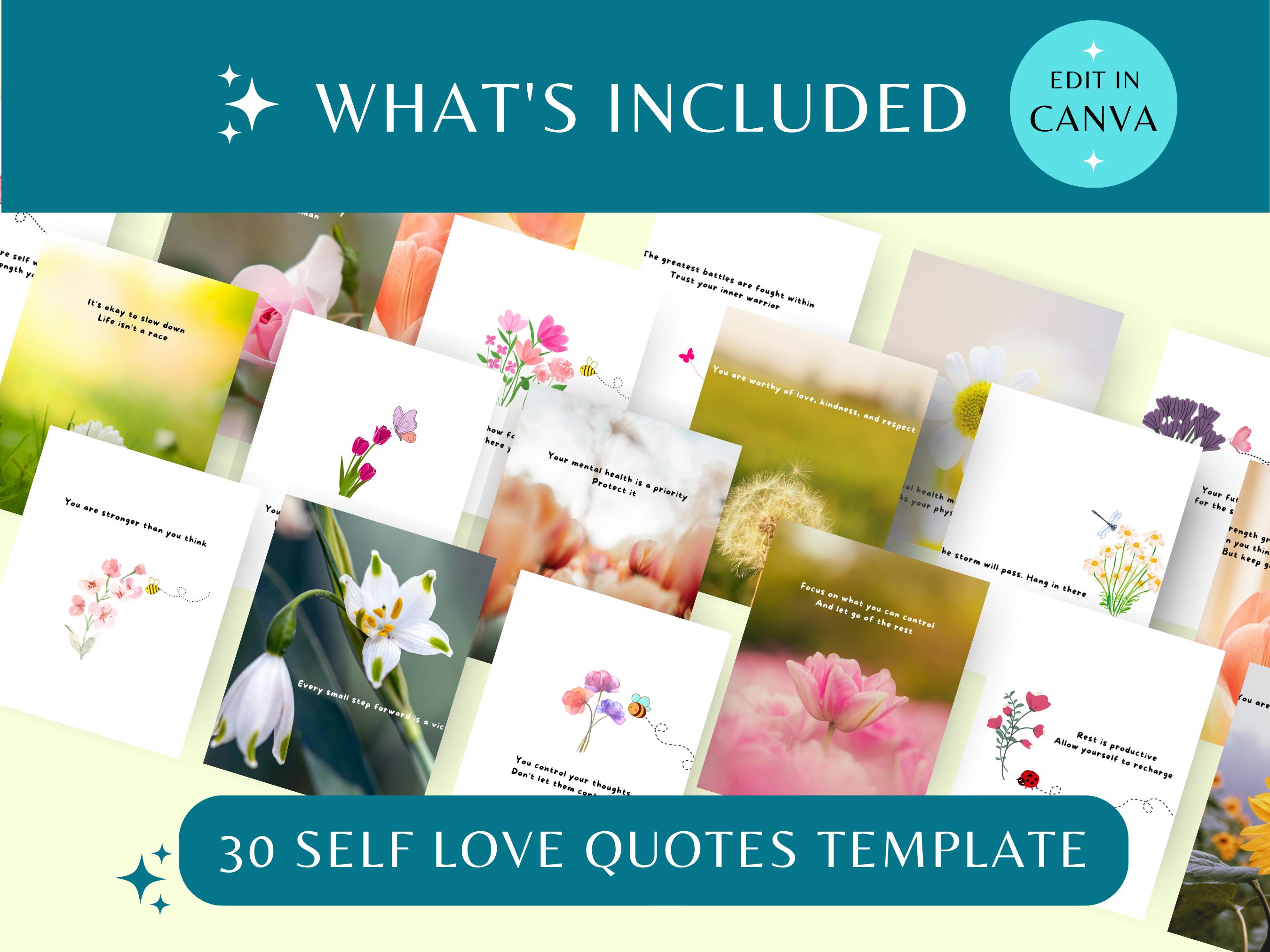 30 Self Love Instagram Post Canva Template |self Care Positive Social ...