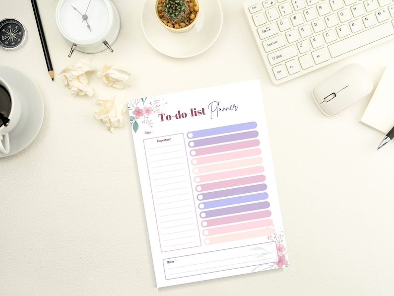 To Do List Printable & Fillable PDF, Daily Checklist, Digital Download ...