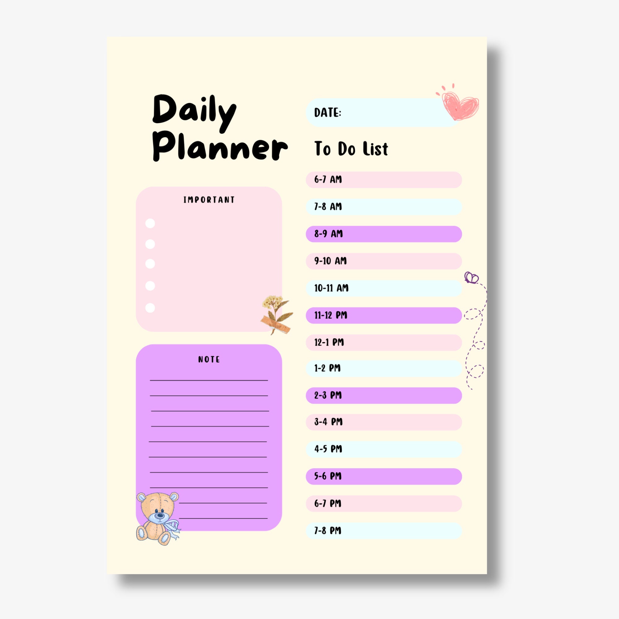 Daily Planner Daily to Do List Minimalist Daily Planner Daily Checklist ...