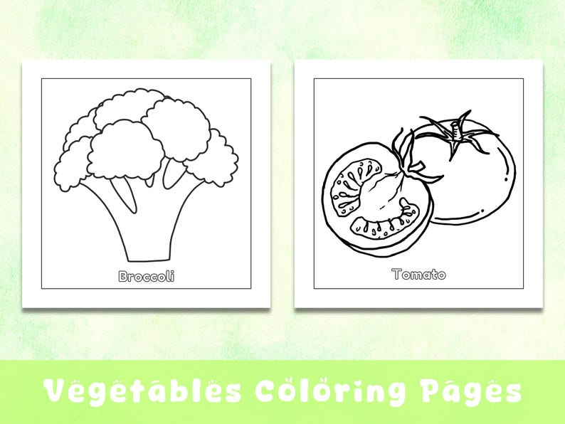 8 Vegetables Coloring Pages for Kids | Vegetables Coloring Pages | Kids ...