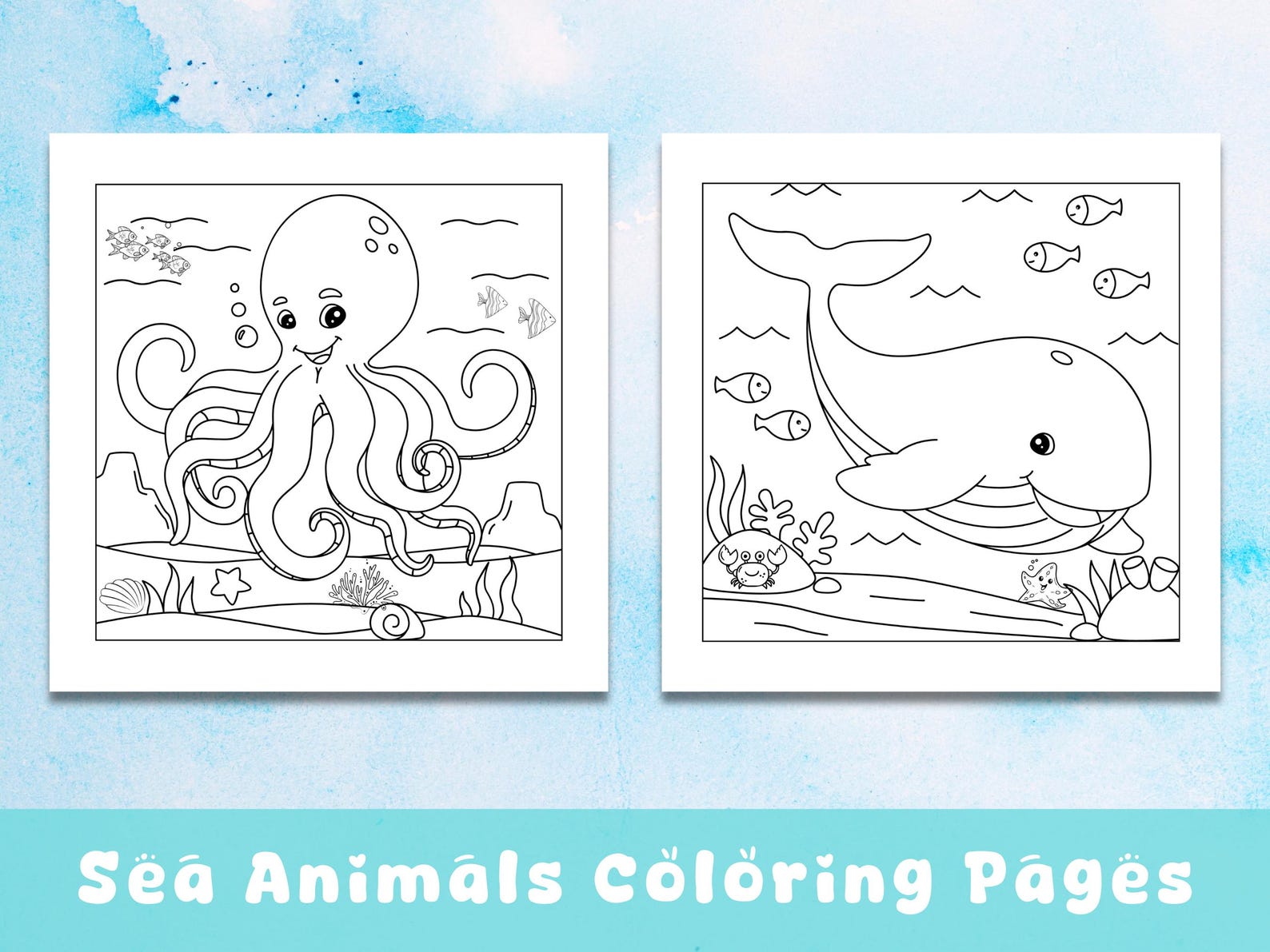8 Sea Animals Coloring Pages for Kids | Animal Coloring Pages | Kids ...