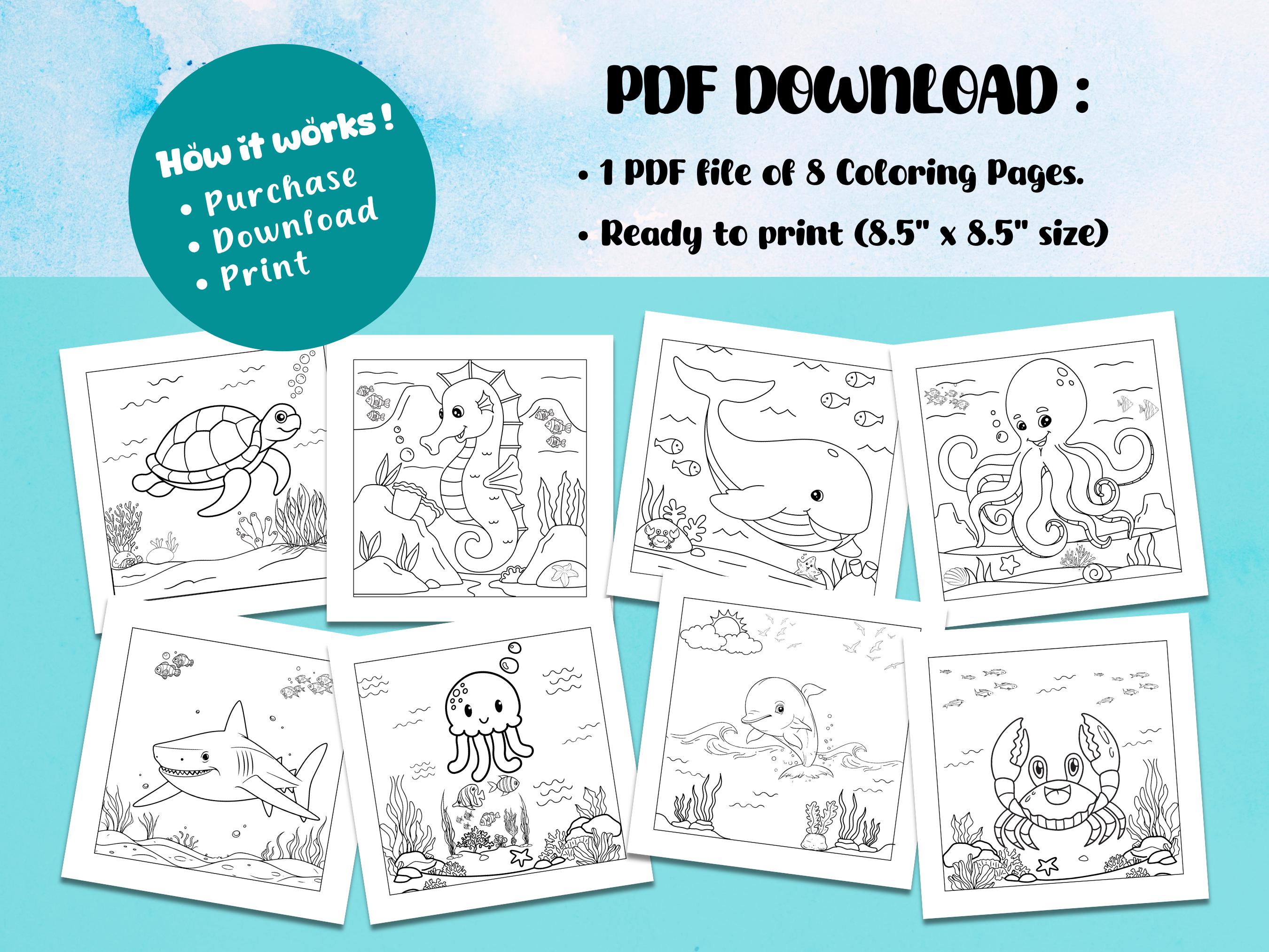 8 Sea Animals Coloring Pages for Kids | Animal Coloring Pages | Kids ...