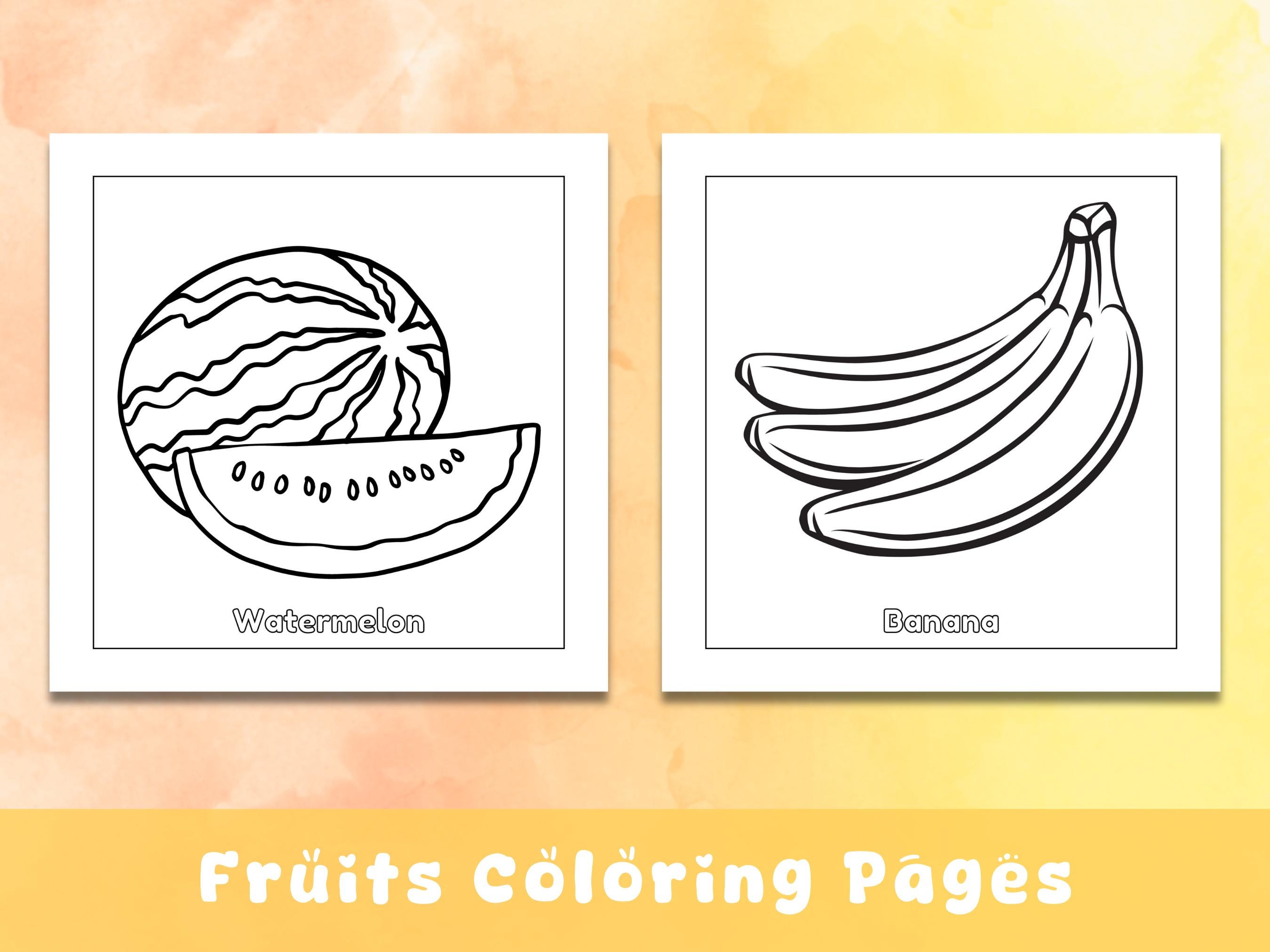 8 Fruits Coloring Pages for Kids | Fruits Coloring Pages | Kids ...