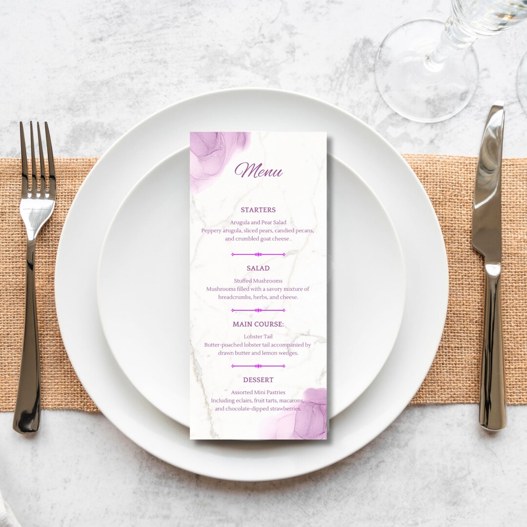 Wedding Menu Card Template | Wedding Table Menu | Minimalist Menu Card ...