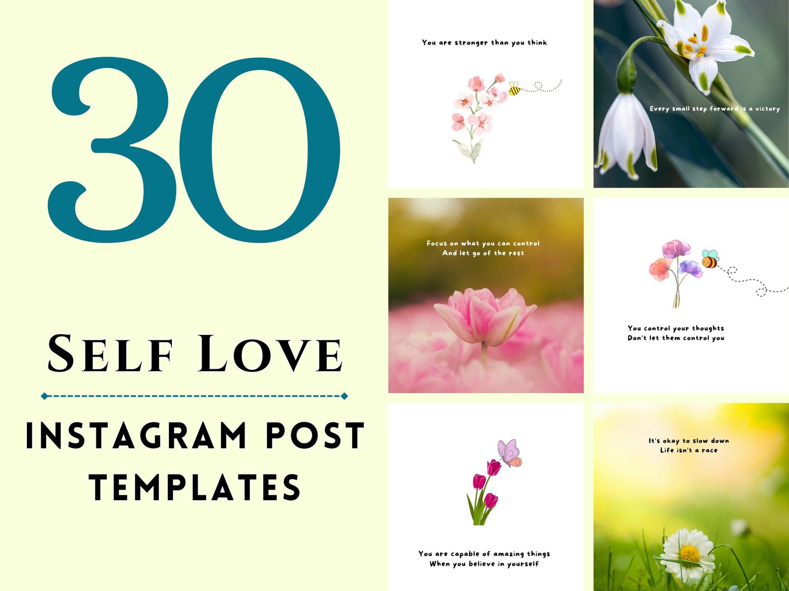 30 Self Love Instagram Post Canva Template |self Care Positive Social ...