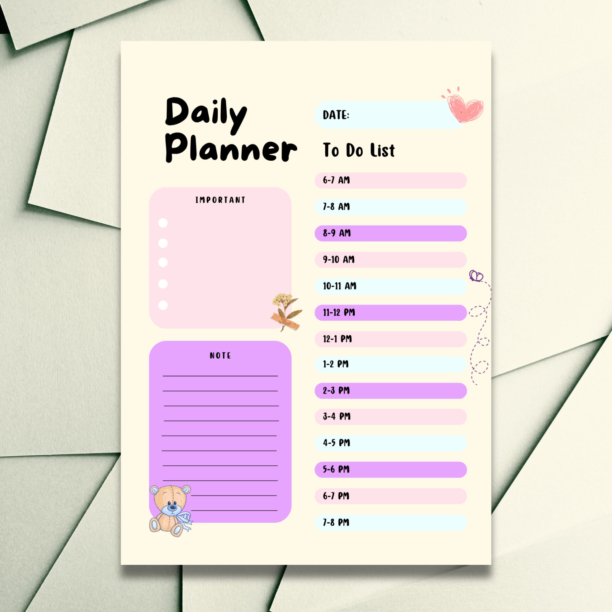 Daily Planner Daily to Do List Minimalist Daily Planner Daily Checklist ...