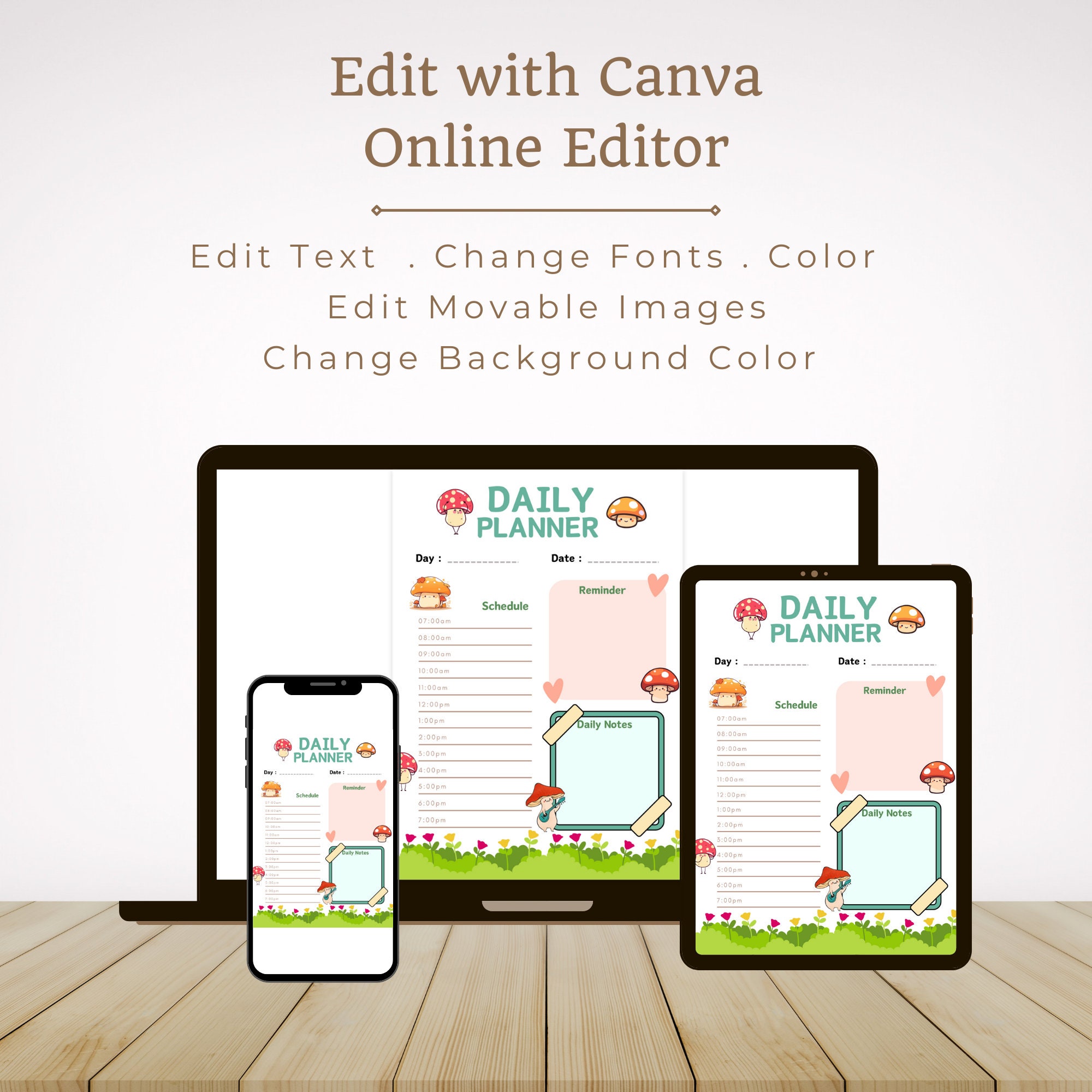 Daily Planner Printable Planner Editable Planner Daily Checklist ...