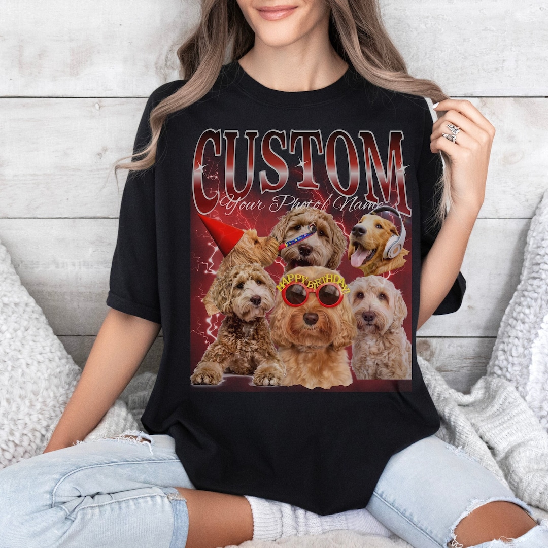 Custom Dog Bootleg Retro 90s Tee Gift for Her Personalized Pet Custom ...