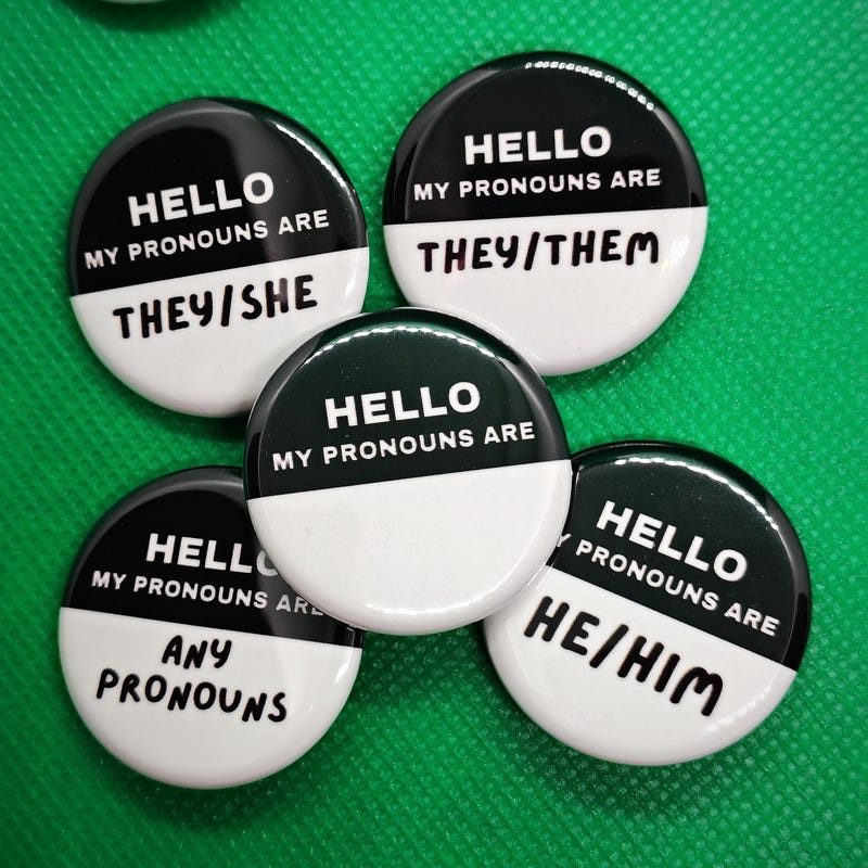 Pronoun Pins - Etsy