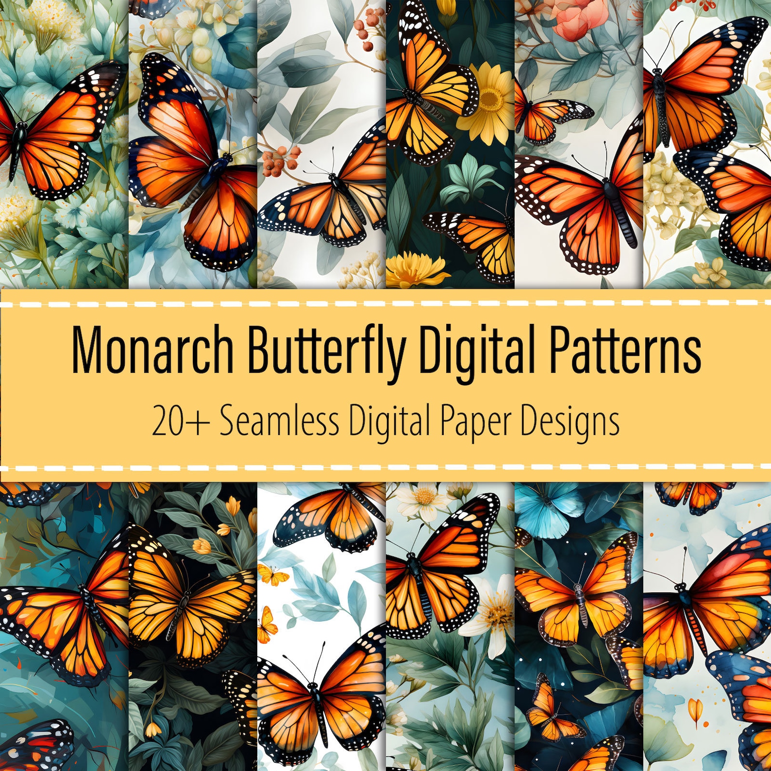 Monarch Butterflies 20+ Digital Paper Bundle, Monarch Butterfly ...