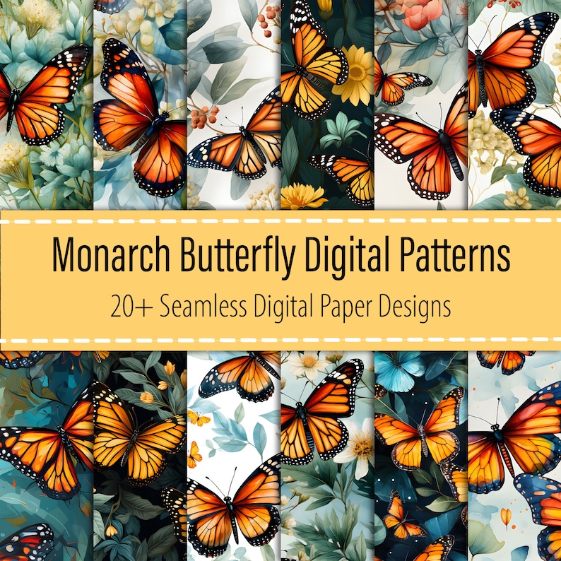 Monarch Butterflies 20+ Digital Paper Bundle, Monarch Butterfly ...