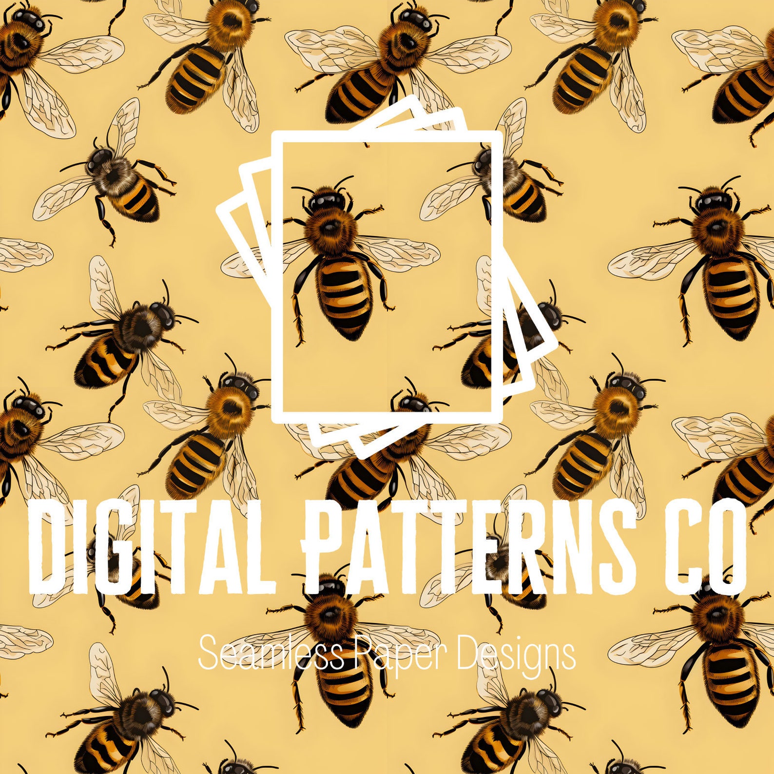 Bees Honey Comb 20+ Digital Paper Bundle, Bees Seamless Pattern ...