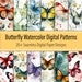 Butterflies Watercolor 20+ Digital Paper Bundle, Butterfly Seamless ...