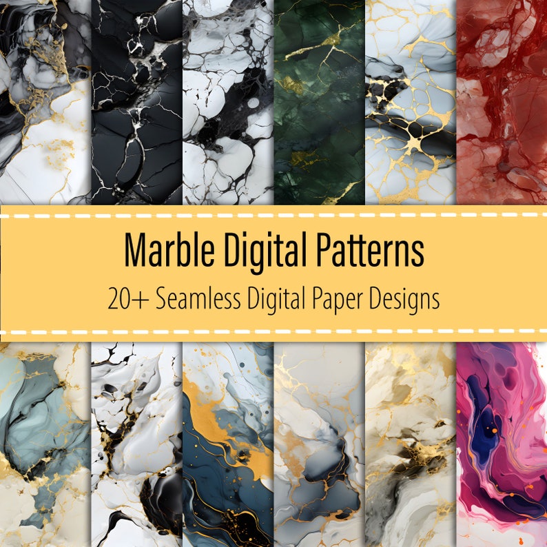 Marble 20+ Digital Paper Bundle, Marble Seamless Pattern, Marble Print ...