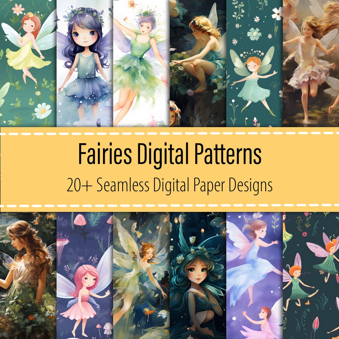 Fairies 20 Digital Paper Bundle, Fairy Seamless Pattern, Fairy Digital ...