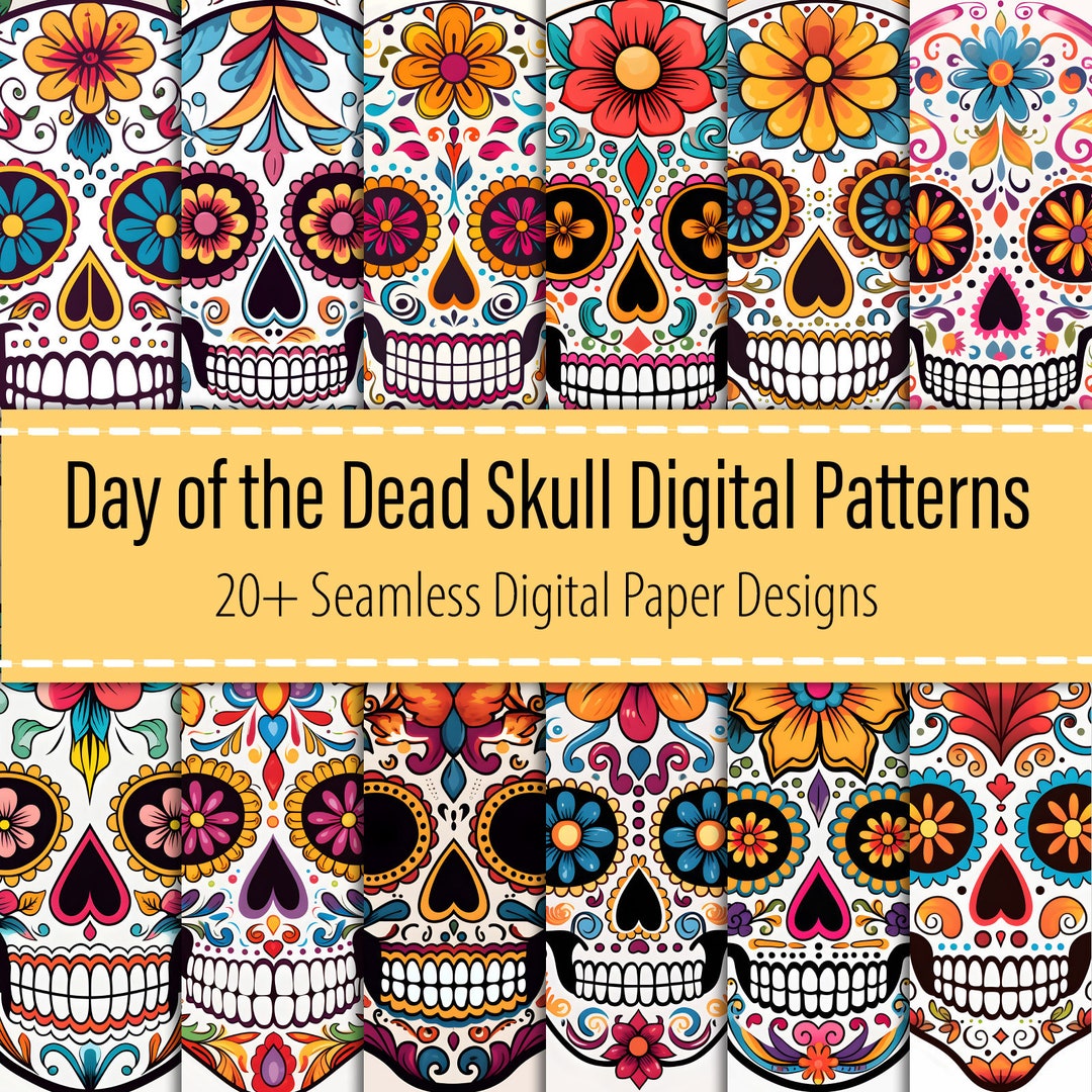 Day of the Dead Skull 20+ Digital Paper Bundle, Día De Los Muertos ...