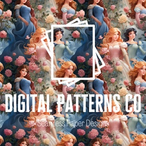Princesses 20+ Digital Paper Bundle, Princess Seamless Pattern ...