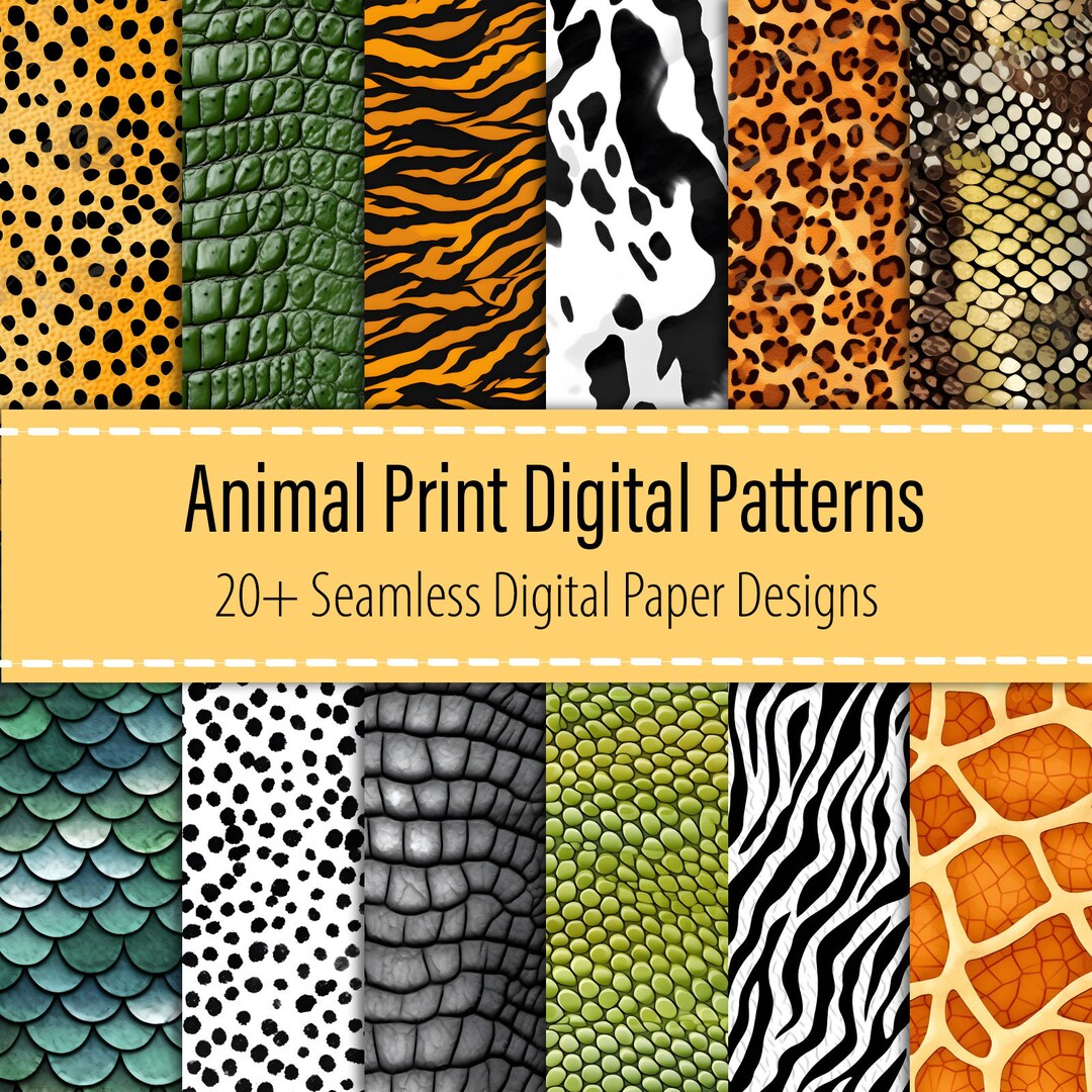Animal Prints 20+ Digital Paper Bundle, Animal Seamless Pattern, Animal ...