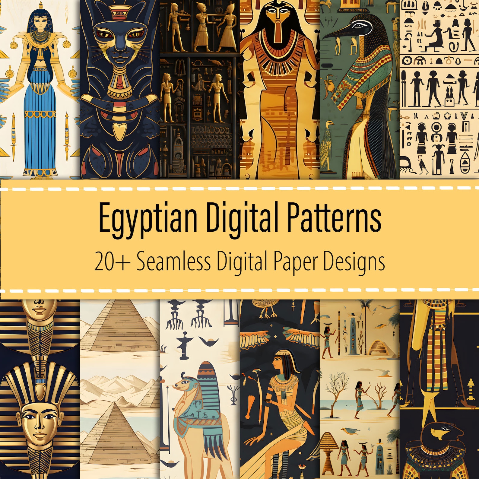 Egyptian 20+ Digital Paper Bundle, Egypt Seamless Pattern ...