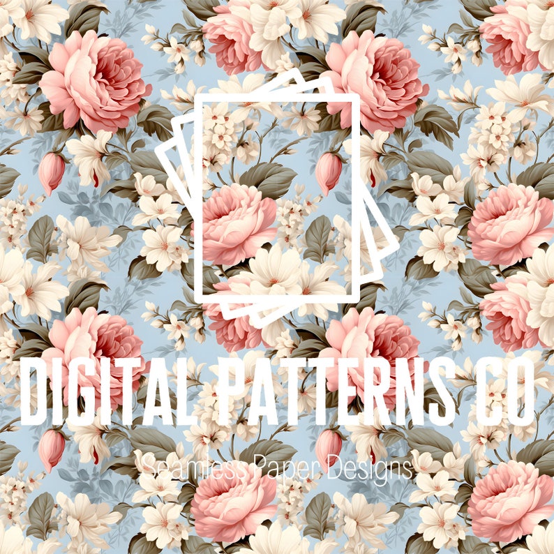 Shabby Chic Flowers 20+ Digital Paper Bundle, Flowers Seamless Pattern ...