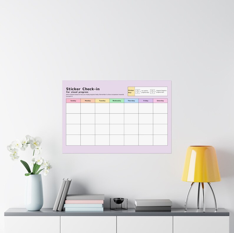 Check-in Sticker Chart: Cute Purple Pastel - Etsy