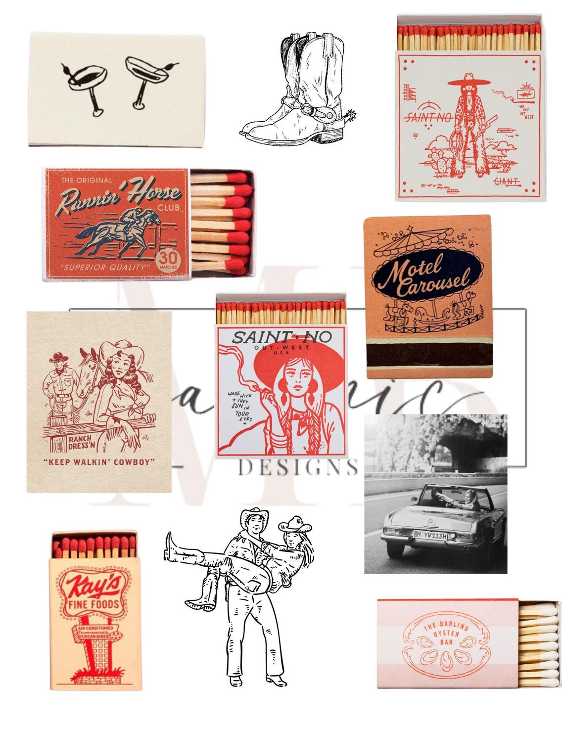 Vintage Western Matchbox Print - Etsy