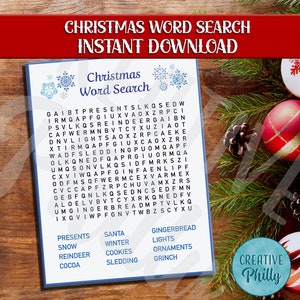 Christmas Word Search, Printable Game, Christmas Game, Holiday Game ...
