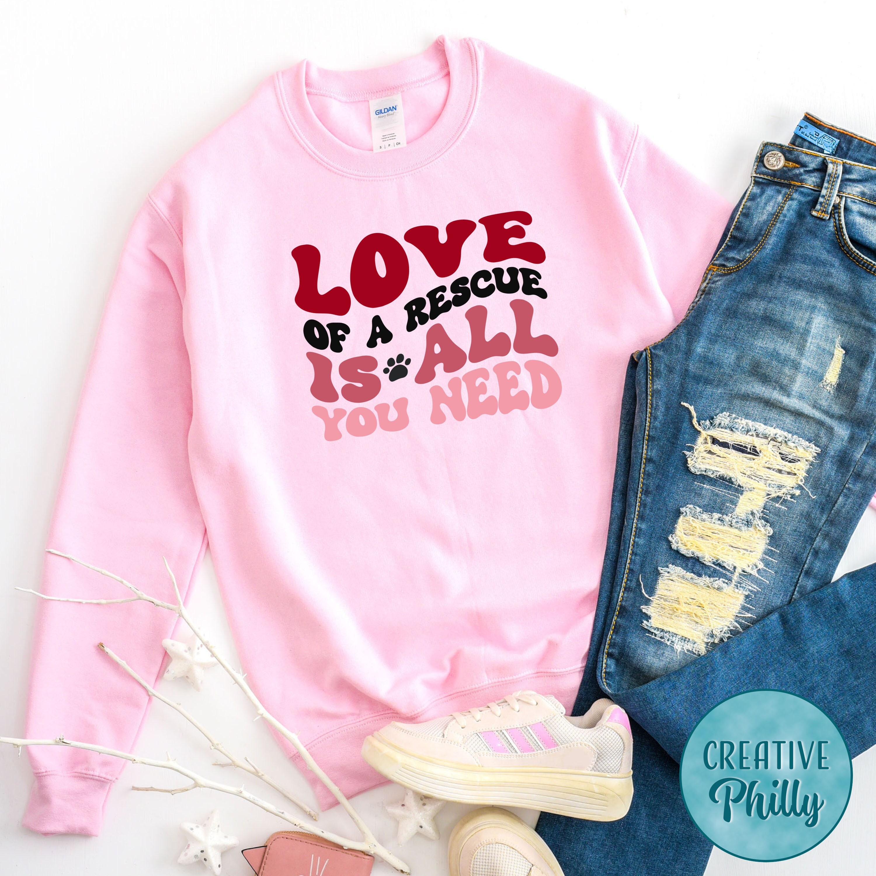 Rescue Dog Sweatshirt Dog Lover Sweatshirt Gift for Dog Lover Pet Lover ...