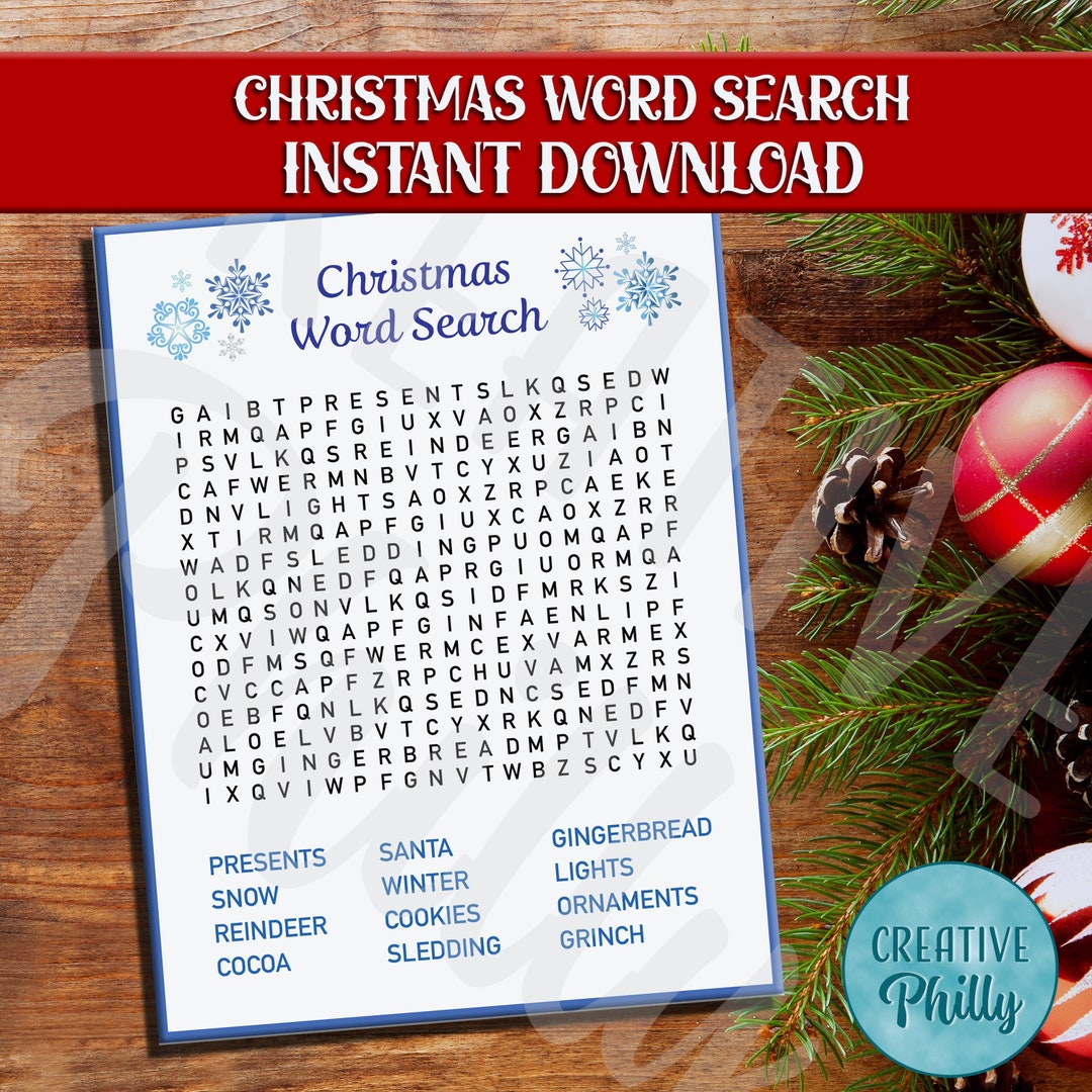 Christmas Word Search, Printable Game, Christmas Game, Holiday Game ...