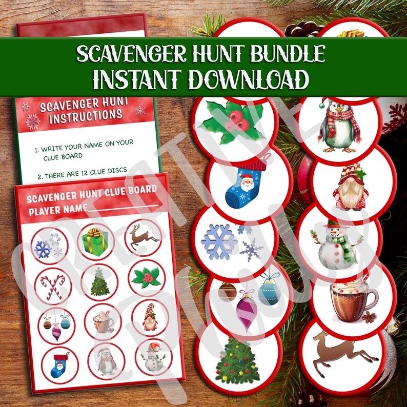 Juego imprimible de búsqueda del tesoro navideño Juego imprimible ...