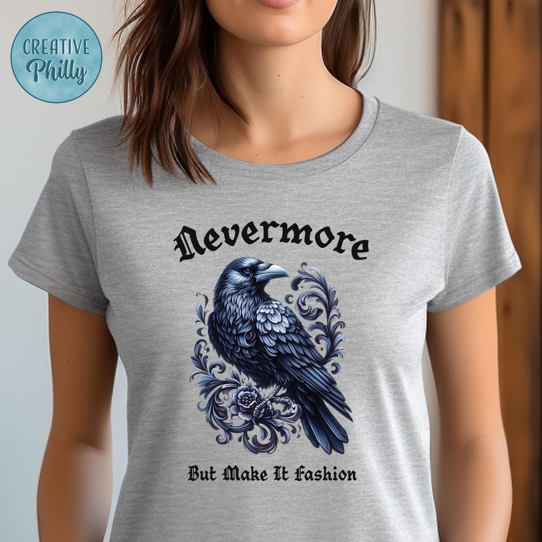 Raven Shirt Edgar Allan Poe Spooky Season Black Bird Crow Halloween ...