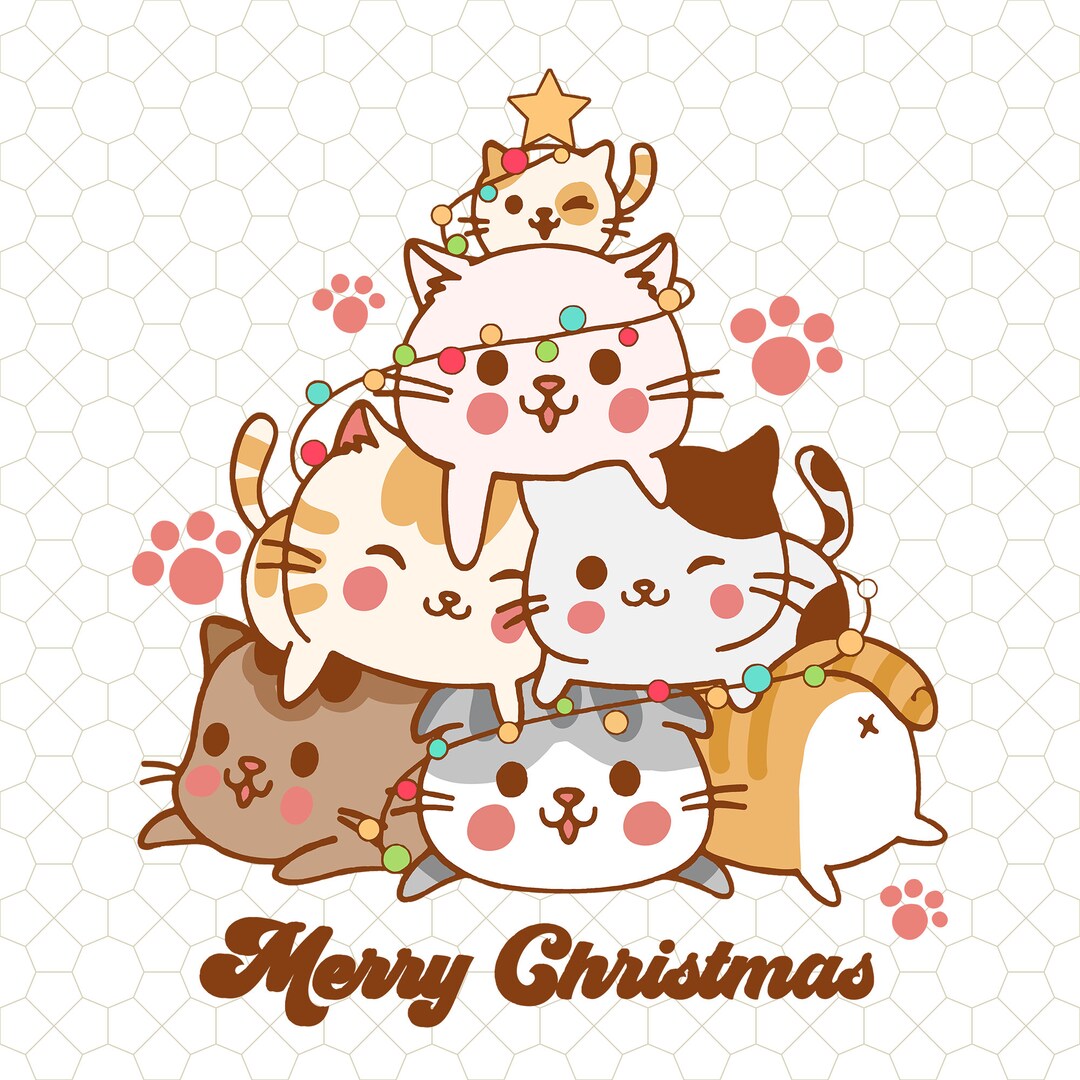 Cats Merry Christmas PNG Meowy Christmas PNG Cat Lovers Xmas - Etsy