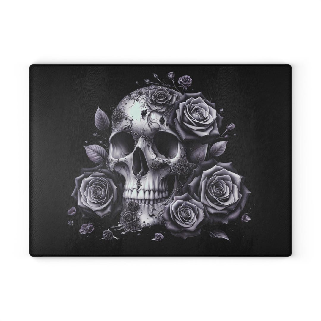 Gothic Cutting Board, Skull Glass Board, Girly Kitchen Decor, Elegant ...
