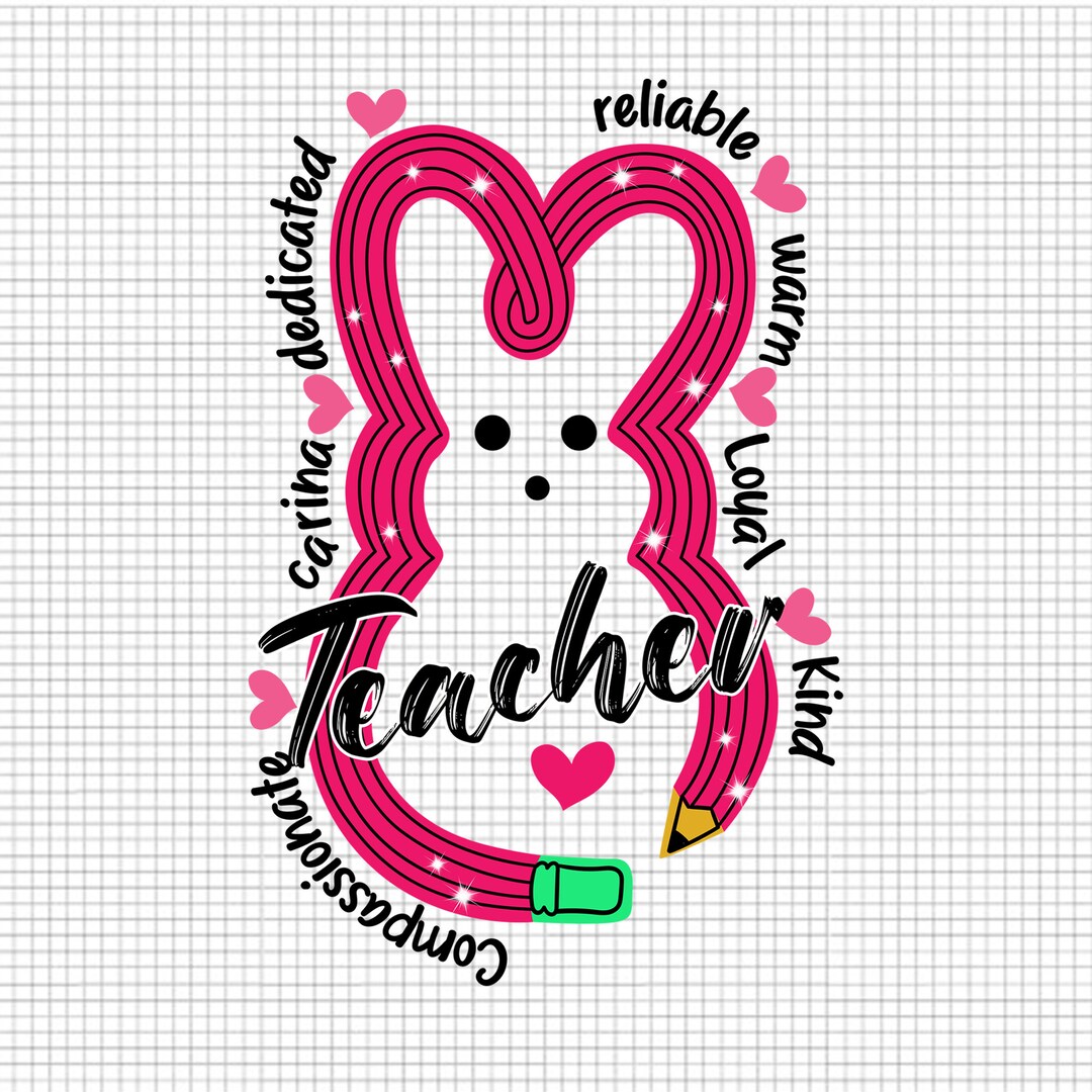Teacher Bunny Pencil Png, Easter Day Png, Teacher Easter Png, Retro ...