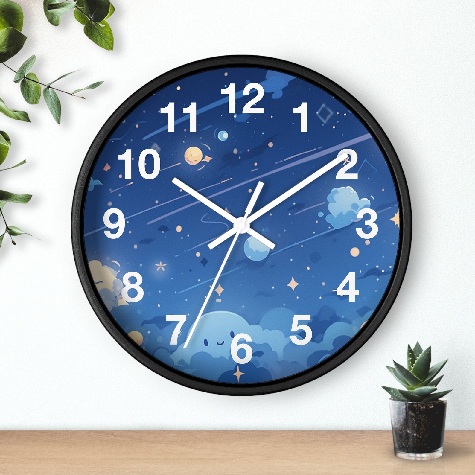 Anime Space Night Cartoon Kids Art Gift Idea Wall Clock - Etsy