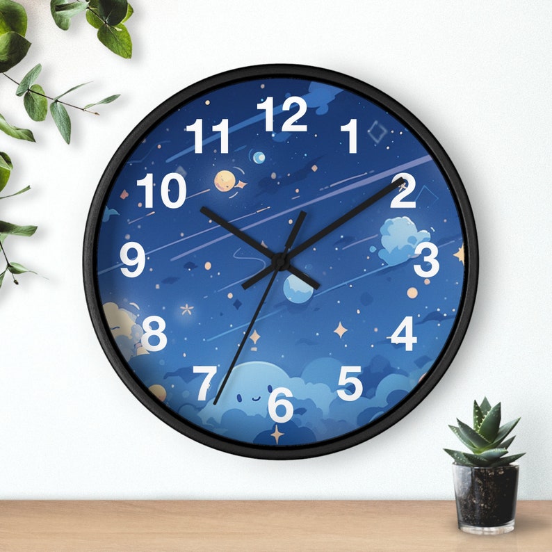Anime Space Night Cartoon Kids Art Gift Idea Wall Clock - Etsy