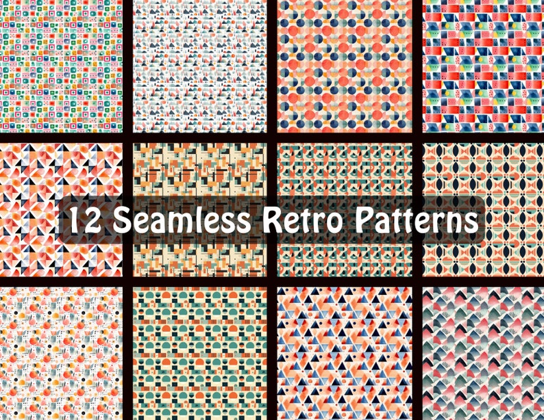 Seamless Retro Patterns - Etsy