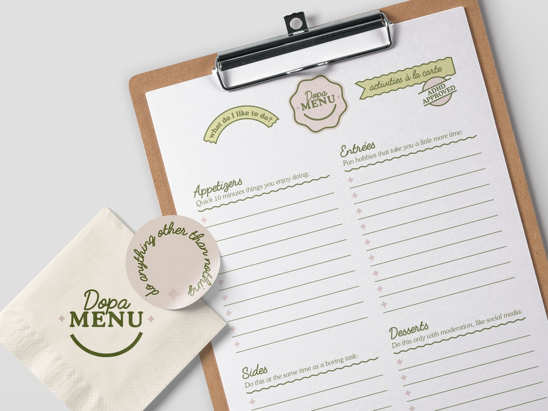 Dopamine Menu Printable, Dopa Menu, ADHD Tracker, ADHD Vision Board ...