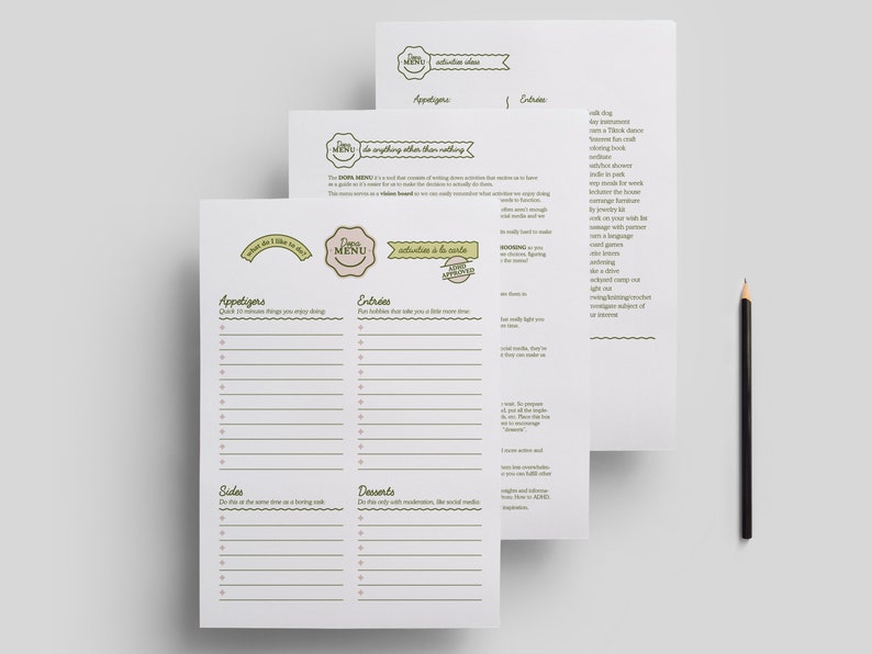 Dopamine Menu Printable, Dopa Menu, ADHD Tracker, ADHD Vision Board ...