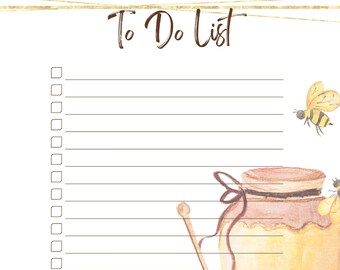 Bumble Bee Honey Do List, Bumble Bee to Do List, Honey Bee Themed to Do ...